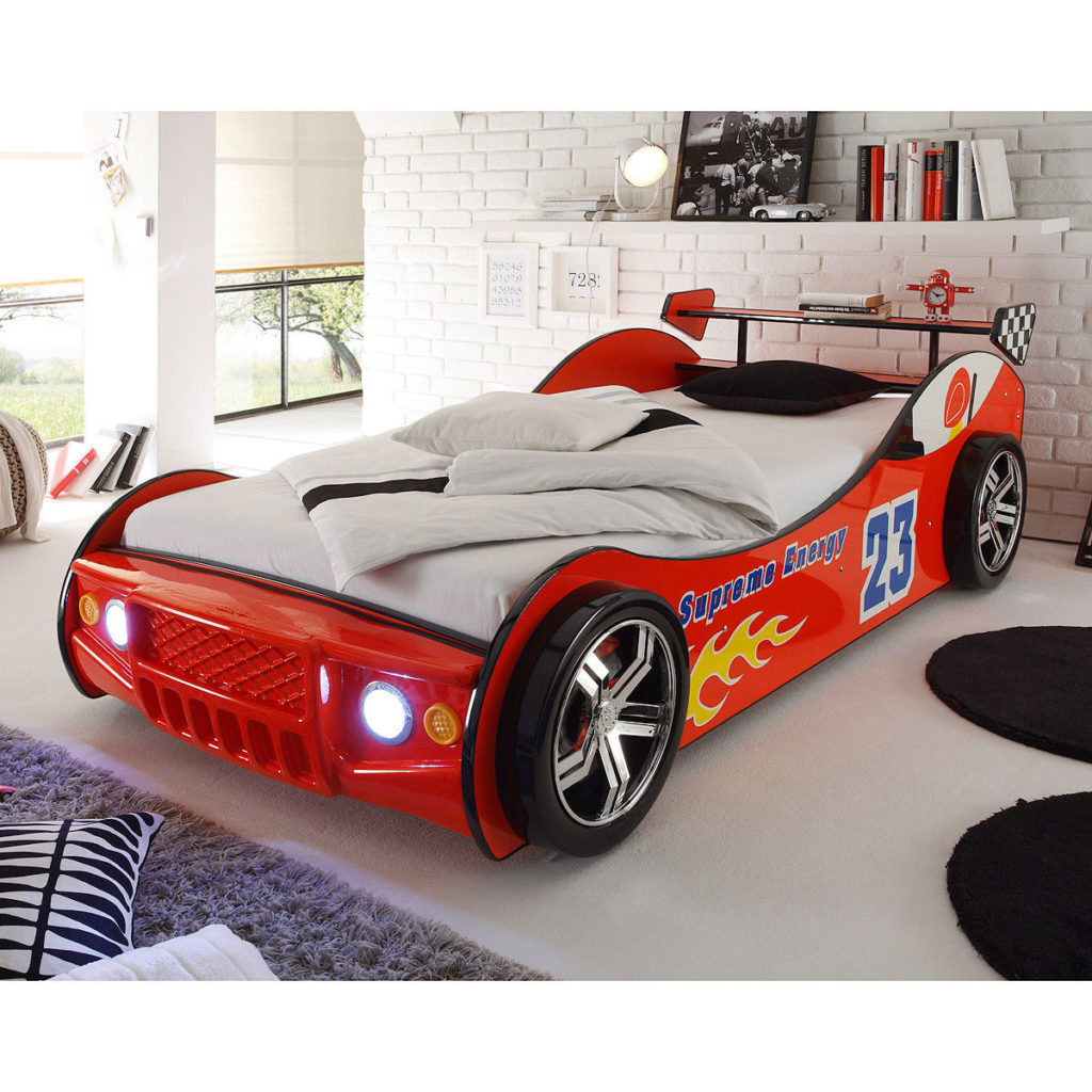 Autobett Energy Kinderzimmer Bett 90x200 rot lackiert inkl. Beleuchtung